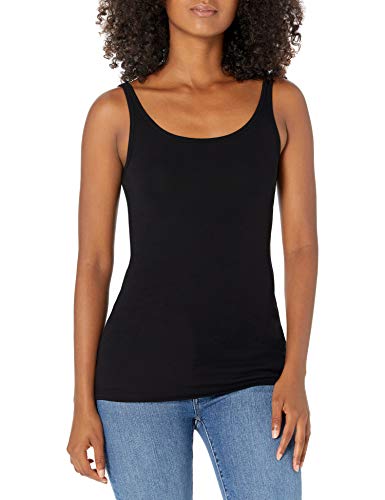 Amazon Essentials Women's Slim-Fit Thin Strap Tank Top, Pack of 2, Black, Medium