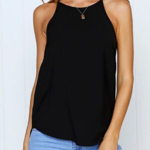 LouKeith Womens Tops Sleeveless Halter Racerback Summer Casual Shirts Basic Tee Shirts Cami Tank Tops Beach Blouses Black M