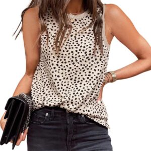 Dokotoo Womens Tops Dressy Casual Leopard Print Crewneck Sleeveless Slim Fit Summer Lightweight Tank Tops Leopard X-Large