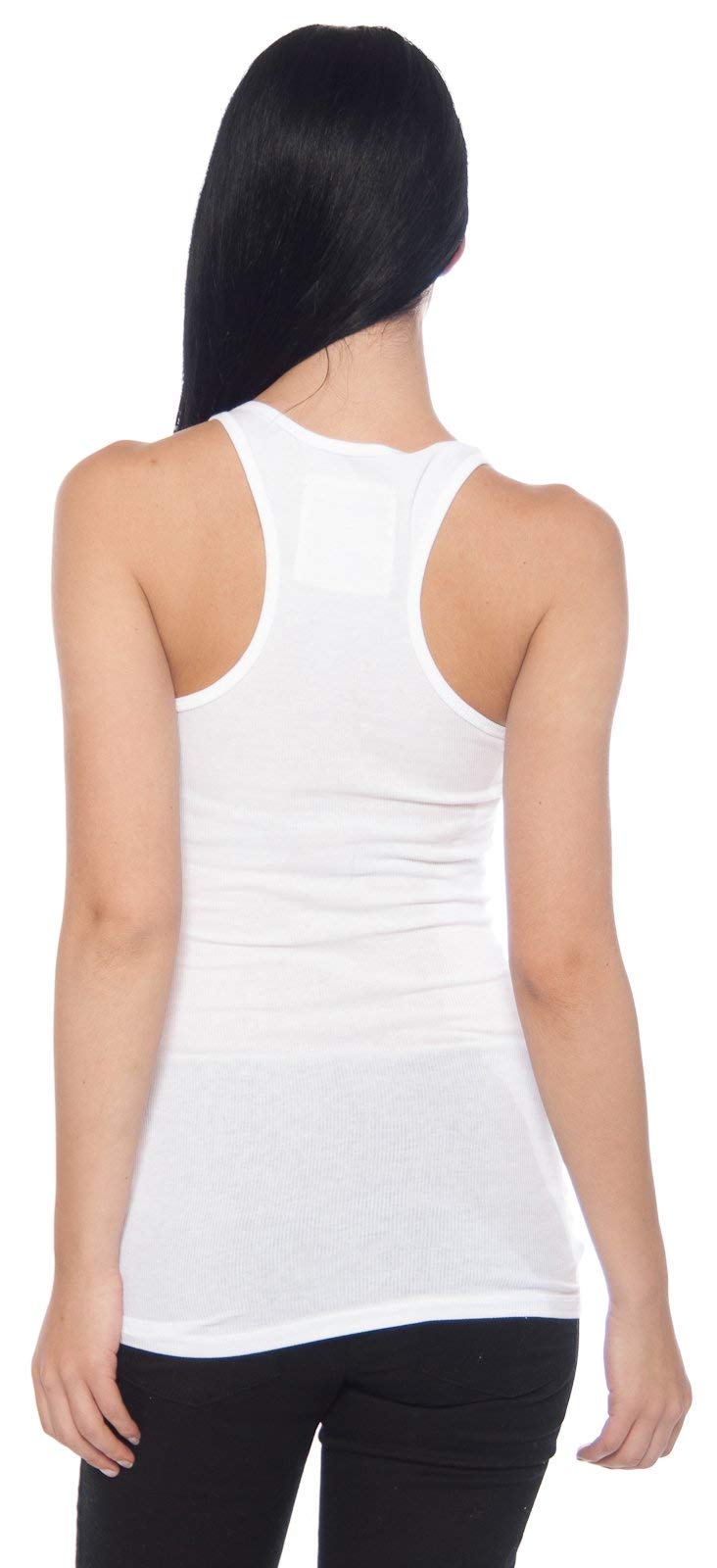 Zenana Outfitters 4 Pack Womens Basic Ribbed Racerback Tank Top WHITE/WHITE/BLACK/BLACK M