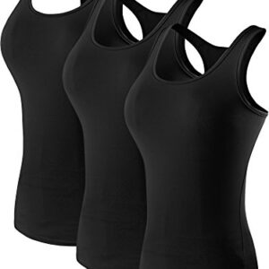 NELEUS Women's 3 Pack Compression Athletic Tank Top for Yoga Running,Black,EU XL,US L