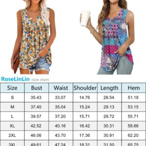 Tank Top for Women Yellow Red Floral Sleeveless Tops Floral Tops L