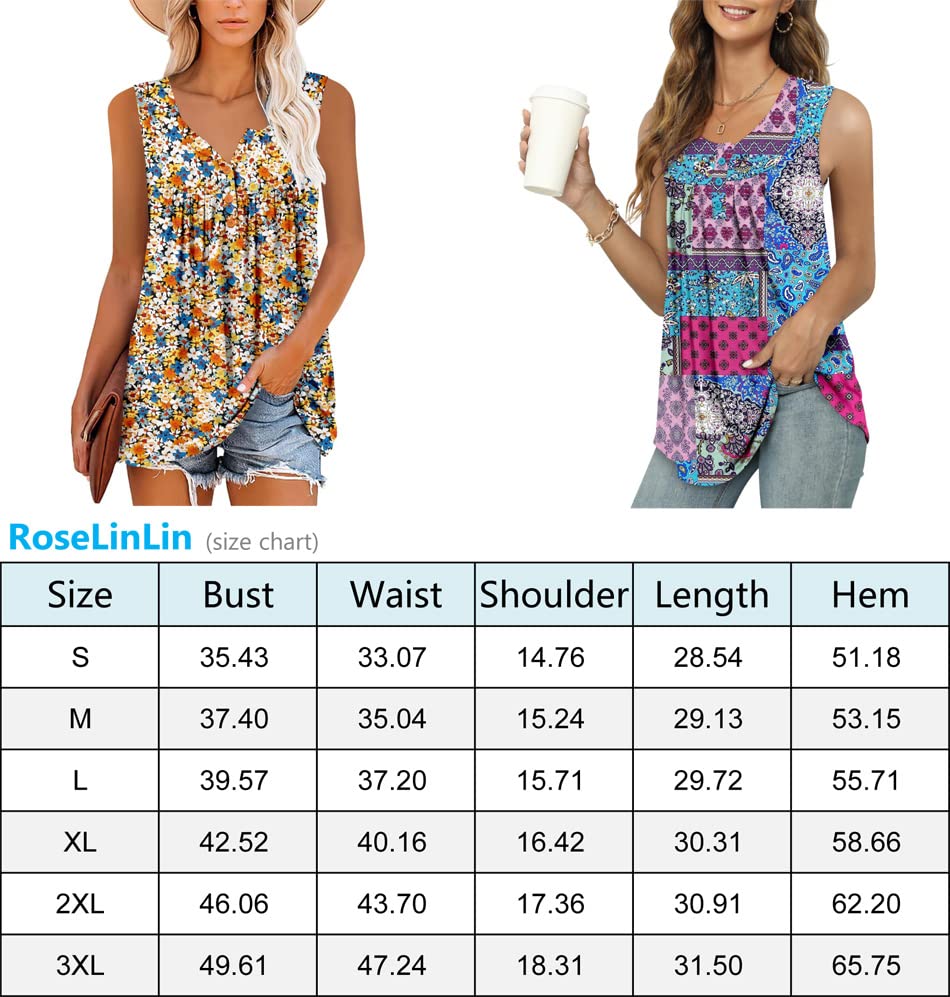 Tank Top for Women Yellow Red Floral Sleeveless Tops Floral Tops L