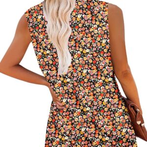 Tank Top for Women Yellow Red Floral Sleeveless Tops Floral Tops L