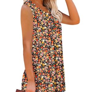 Tank Top for Women Yellow Red Floral Sleeveless Tops Floral Tops L