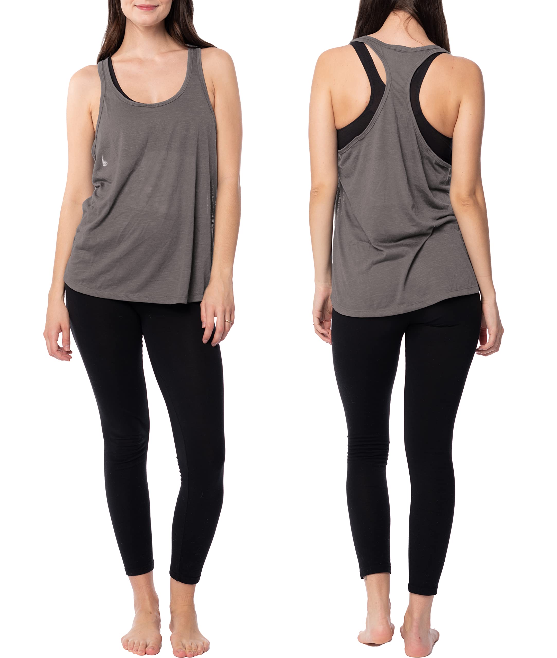 Sexy Basics Womens Racer Back Tanks | Ultra Soft Stretch Athletic Tanks -5 Pack