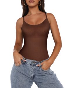 feelingirl women's compression tank top seamless body shaper camisole shapewear tank tops for women brown l