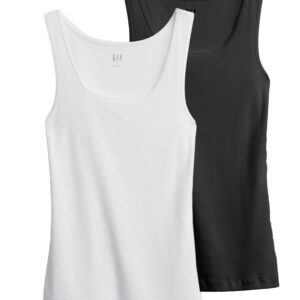 GAP Womens Ribbed Tank Top Cami Shirt, White V2 Global Pack, Large Tall US