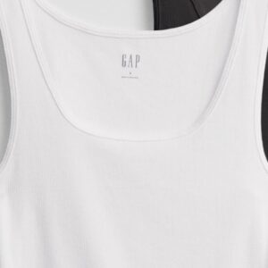 GAP Womens Ribbed Tank Top Cami Shirt, White V2 Global Pack, Large Tall US