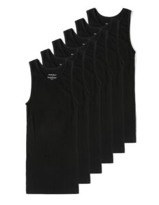 comfneat men's 6-pack a-shirts tight fit tank tops cotton spandex undershirts (black 6-pack, s)