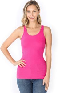 zenana stretchy ribbed knit racerback tank top hot pink