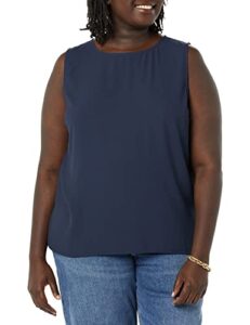 amazon essentials women's regular-fit sleeveless layering tank top crew neck, navy, large