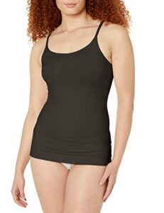 maidenform womens long length cami, firm control microfiber smoothing tank shapewear-tops, black, large us