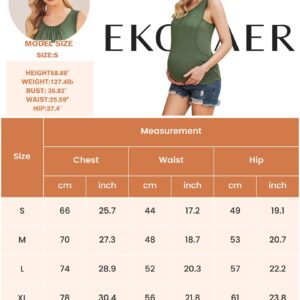 Ekouaer Nursing Maternity Top Pregnant Breastfeeding Shirt Women's Cotton Round Neck Ruched Waist Double Layered Summer Tank Black M