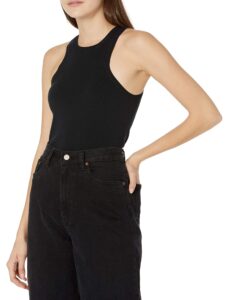 the drop women's @lucyswhims sleeveless halter crewneck sweater tank, black, xs