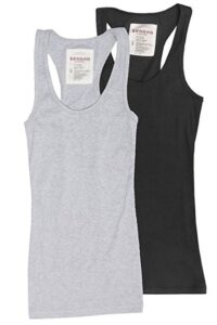 trendyfriday women's ribbed racerback athletic active tank tops 2 or 4 packs (large, 2 pack - h grey, black)