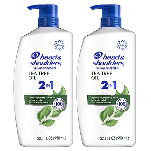 Head & Shoulders 2 in 1 Dandruff Shampoo and Conditioner, Anti-Dandruff Treatment, Tea Tree Oil for Daily Use, 32.1 oz Each(Pack of 2)