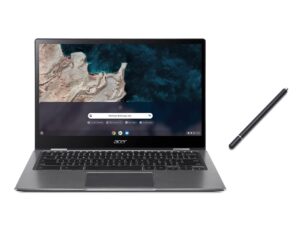 acer chromebook spin 2-in-1 13.3"" fhd ips touch laptop | qualcomm snapdragon 7c | qualcomm adreno 618 gpu | 4gb ram | 64gb ssd | backlit keyboard | chrome os | bundle with stylus pen, grey