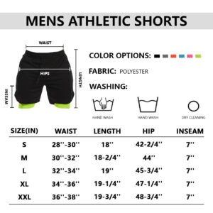 JWJ Mens 2 in 1 Running Shorts Quick Dry Gym Athletic Workout Clothes with Side Pockets,Black Large