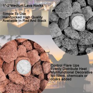 Medium Lava Rock 5LBS, 0.8" - 1.2" Natural Volcanic Stones Use in Fireplace, Fire Pit or Bowl Rocks for Indoor Outdoor Natural Gas Propane Fires and Decorative Landscaping