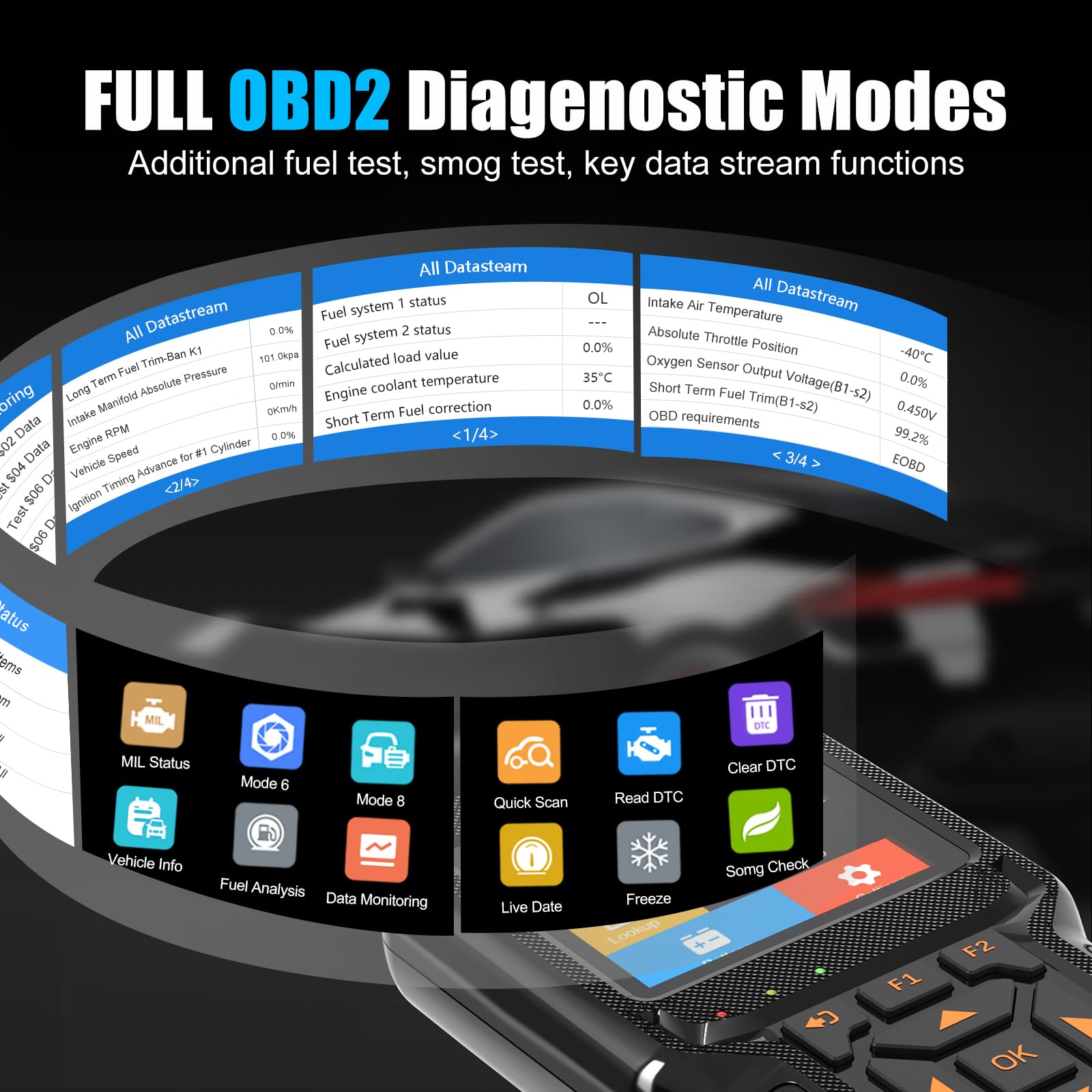 HUMZOR NC610 OBD2 Scanner，Car/Heavy Duty Truck Scanner Car Code Reader Diesel Diagnostic Tool, Full OBDII Function - 2 in 1 Auto & Truck Engine Light Clear Check Fault Diagnostic Scan Tool.