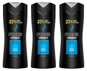 axe hair 2 in 1 - phoenix - shampoo + conditioner - net wt. 16 fl oz (473 ml) per bottle - pack of 3 bottles3