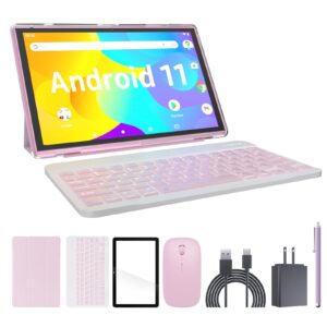 tablet 2 in 1 android 11 tablets with keyboard 10 inch tabletas, include mouse stylus case tempered film, 6000mah tablet 32gb rom 512gb expandable tableta, 8mp dual camera, wifi bt google tablet pc.