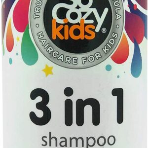 SoCozy 3 in 1 Kids Shampoo + Conditioner + Body Wash (16 Fl Oz) Gentle, Hydrating Hair & Body Cleanser with Keratin, Vitamin B5, & Kiwi Extract, Paraben & Sulfate-Free