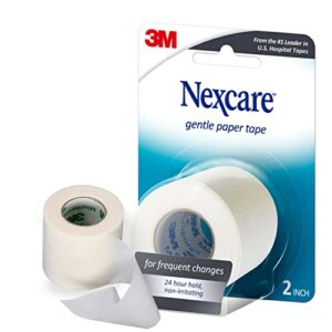 nexcare gentle paper tape, medical paper tape, secures dressings and lifts away gently - 2 in x 10 yds, 1 roll of tape