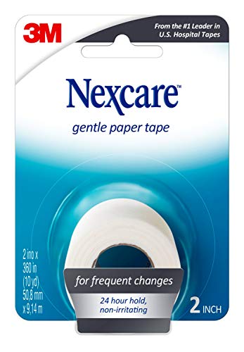 Nexcare Gentle Paper Tape, Medical Paper Tape, Secures Dressings and Lifts Away Gently - 2 In x 10 Yds, 1 Roll of Tape