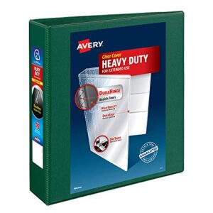 avery heavy-duty view 3 ring binder, 2" one touch ezd rings, 1 green binder (79683)