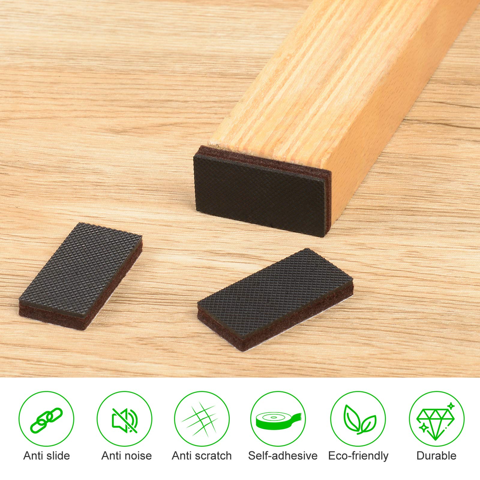 Rectangle Non Slip Furniture Pads 8 Pieces 1x2 inch, Anti Slip Rubber Furniture Pads, Furniture Grippers for Hardwood Floors, Rubber Furniture Feet, Furniture Stoppers to Prevent Sliding