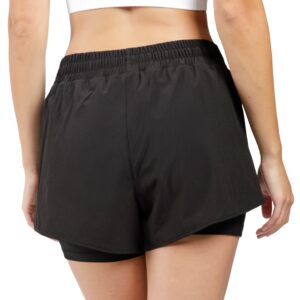 90 Degree By Reflex 2 in 1 Running Shorts - Black w/Short - Medium