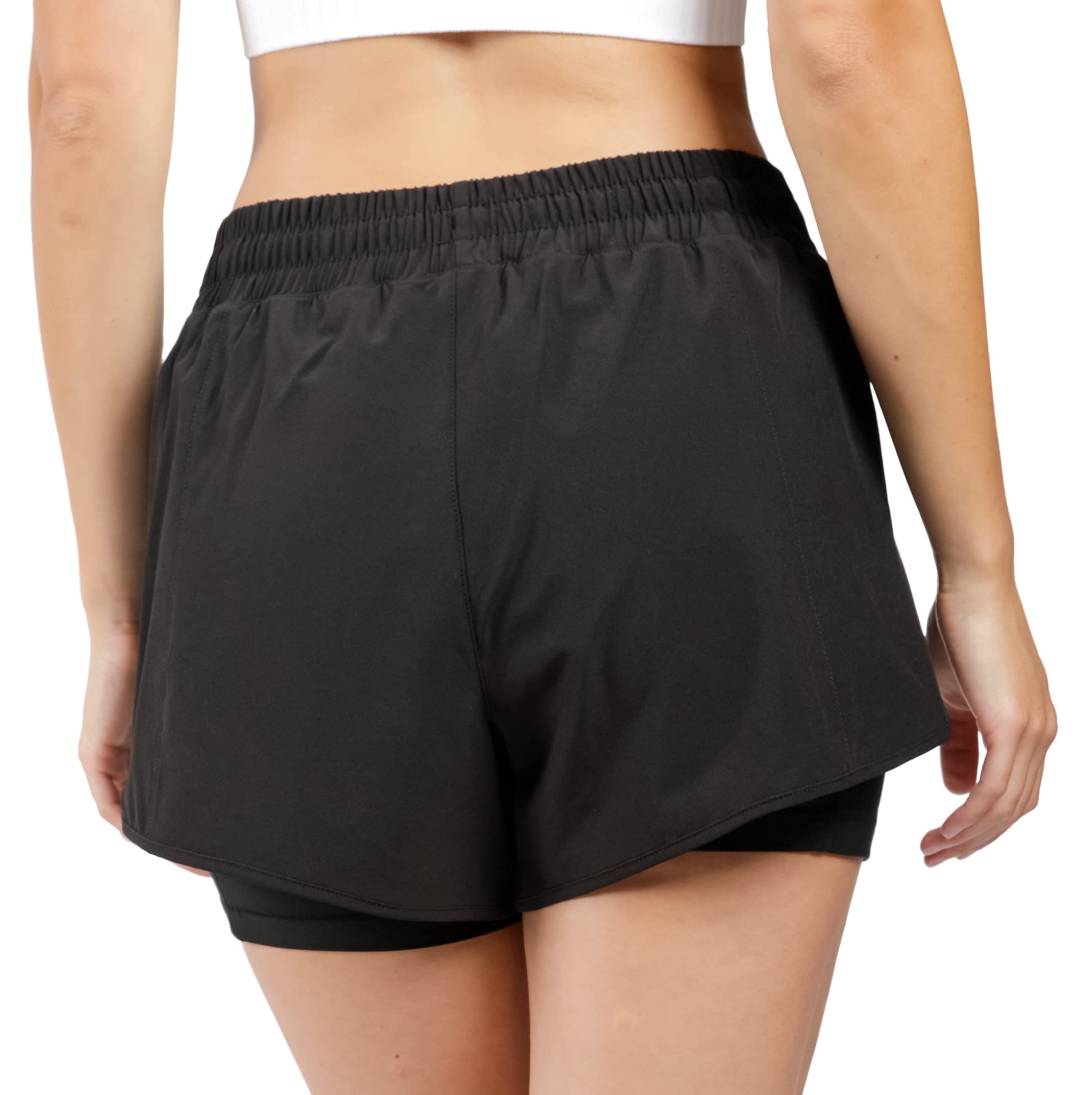 90 Degree By Reflex 2 in 1 Running Shorts - Black w/Short - Medium