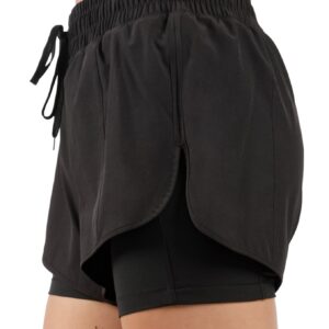 90 Degree By Reflex 2 in 1 Running Shorts - Black w/Short - Medium