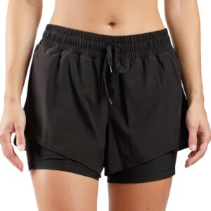 90 Degree By Reflex 2 in 1 Running Shorts - Black w/Short - Medium