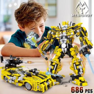 Mesiondy Robot Building Toy Set, 2 in 1 Transforming Robot Building Kit, Construction Truck Blocks Toys for Boys Age 6 7 8 9 10+ Year Old…