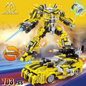 Mesiondy Robot Building Toy Set, 2 in 1 Transforming Robot Building Kit, Construction Truck Blocks Toys for Boys Age 6 7 8 9 10+ Year Old…