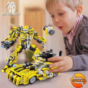 Mesiondy Robot Building Toy Set, 2 in 1 Transforming Robot Building Kit, Construction Truck Blocks Toys for Boys Age 6 7 8 9 10+ Year Old…