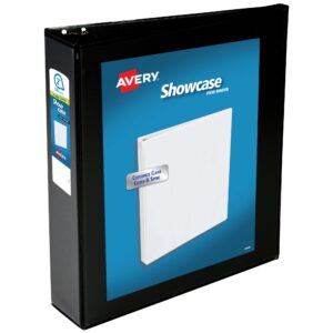 avery economy showcase view 3 ring binder, 2 inch slant rings, 1 black binder (19700)