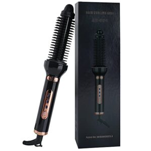 ecojia hair curling iron brush,hot curling comb ceramic rotating curling iron 1 inch,heated round brush hair styler tool for short hair,electric hair brush 2 in 1 hair straightener and curler