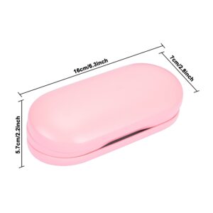 Muf 2 in 1 Contact Lens Case and Glasses Case,Double Sided Dual Use Design,Leak Proof & Portable,Tweezer and Contact Lens Solution Bottle Included for Travel Kit(Pink)