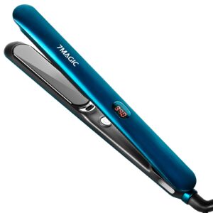 negative ion flat iron hair straightener, ceramic hair straightener with lcd, 1" flat iron with 11 heat settings, professional 2 in 1 hair iron for thick hair, anti static & auto shut-off