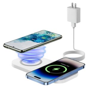 2 in 1 wireless charging pad - 10w max wireless charger for apple iphone 15/14/14 plus/14 pro max/13/12/mini/11/se/x/8, airpods 3/2/pro, wireless phone charger for samsung s22/s21, dual charging pad