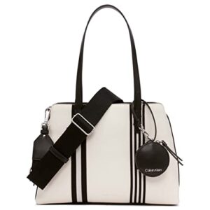 calvin klein millie 2 in 1 triple compartment tote, cherub white/black