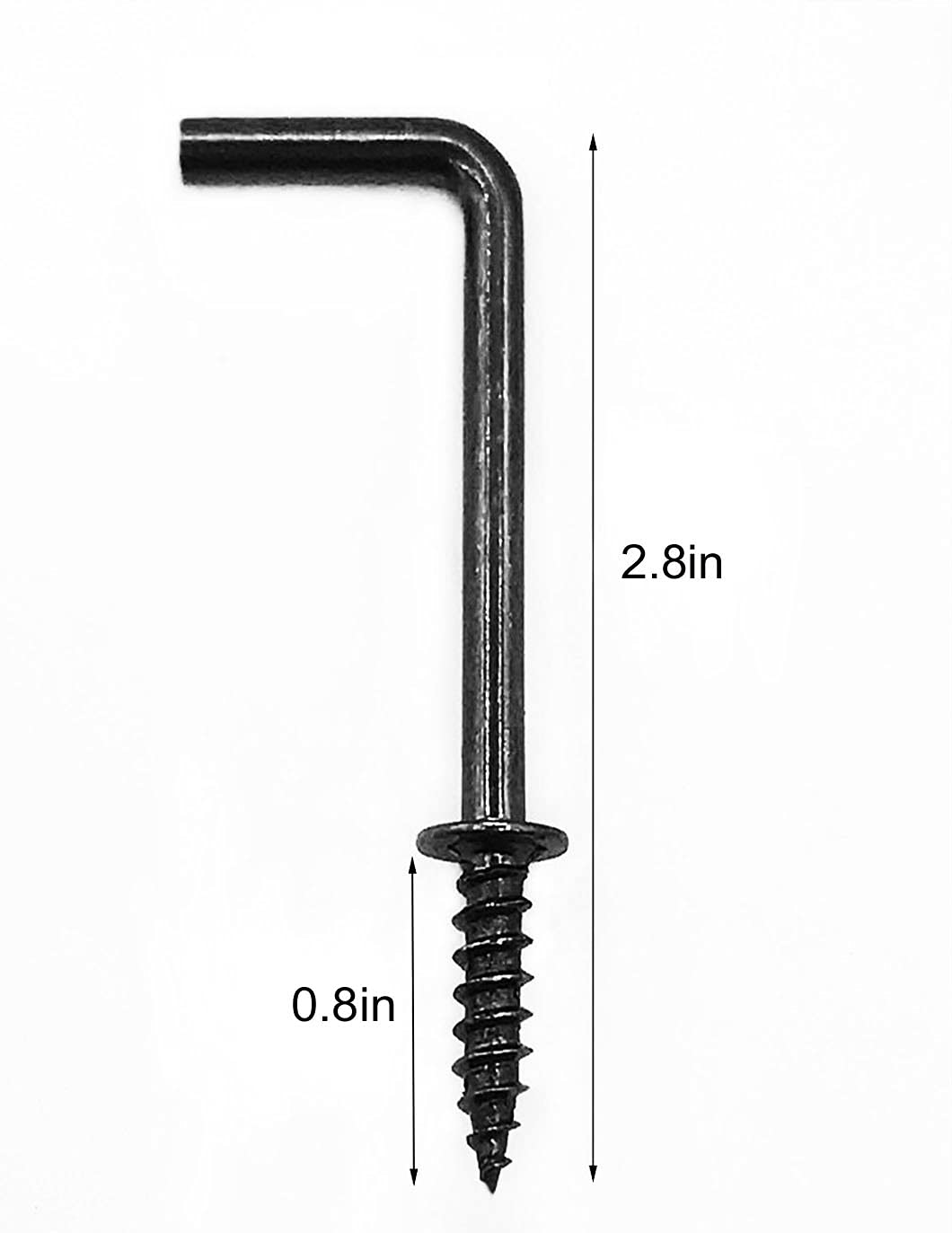 IDEALSV 2 Inch 1 Shape Screw Hooks L Shape Hooks 7 Shape Hooks Black (20 Pack)