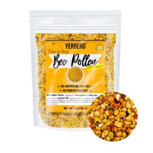 yerbero - premium bee pollen granules 7 oz (199 g) | 100% natural bee pollen, polen de abeja 100% natural | pure natural bee pollen | wildcrafted.