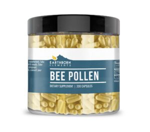 earthborn elements bee pollen 200 capsules, pure & undiluted, no additives