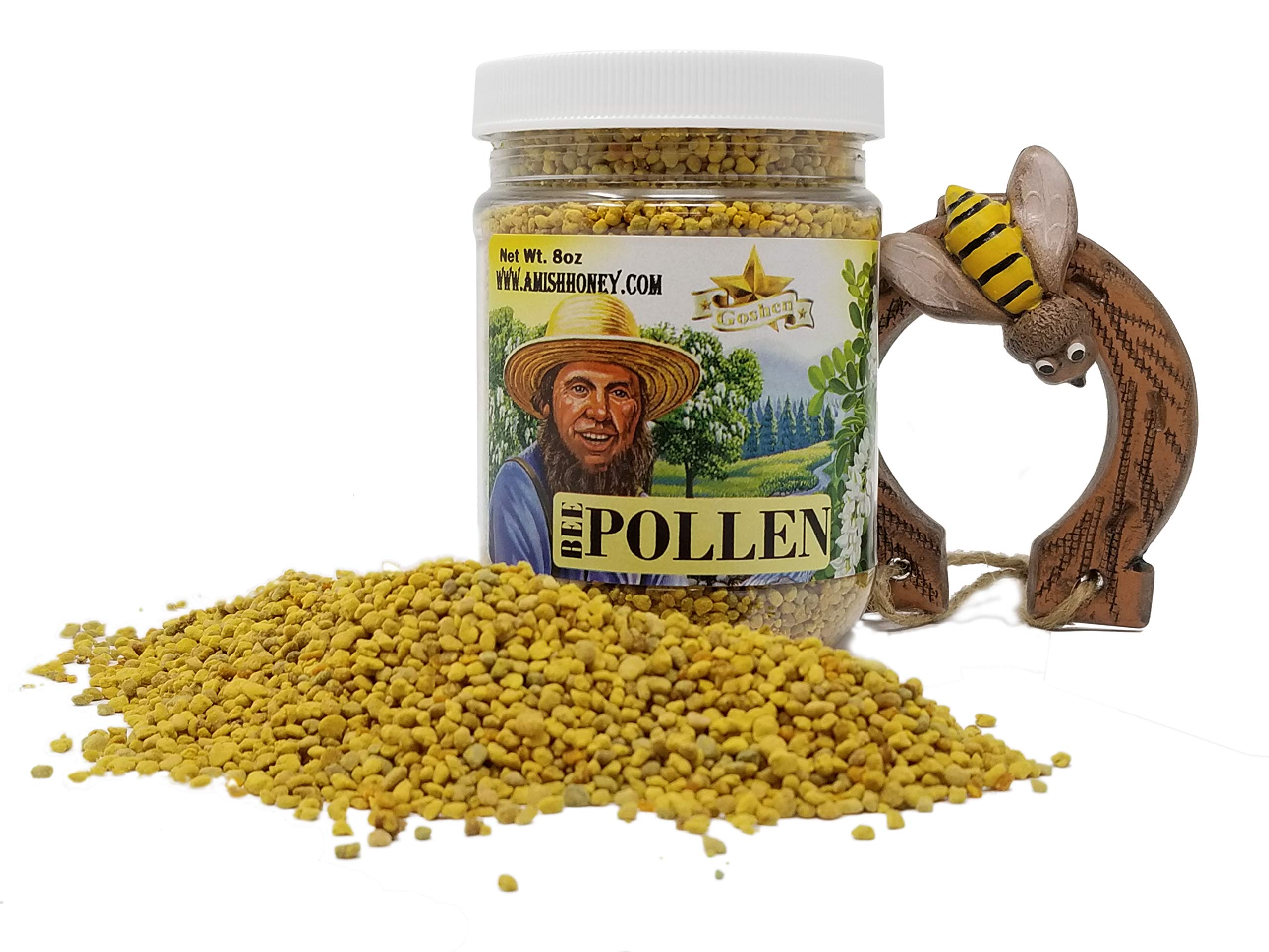 Goshen Amish Country Honey Extremely Raw BEE POLLEN Whole Granules Bee Pollen - 100% Pure Natural Health Benefits - Unfiltered | 8 Oz