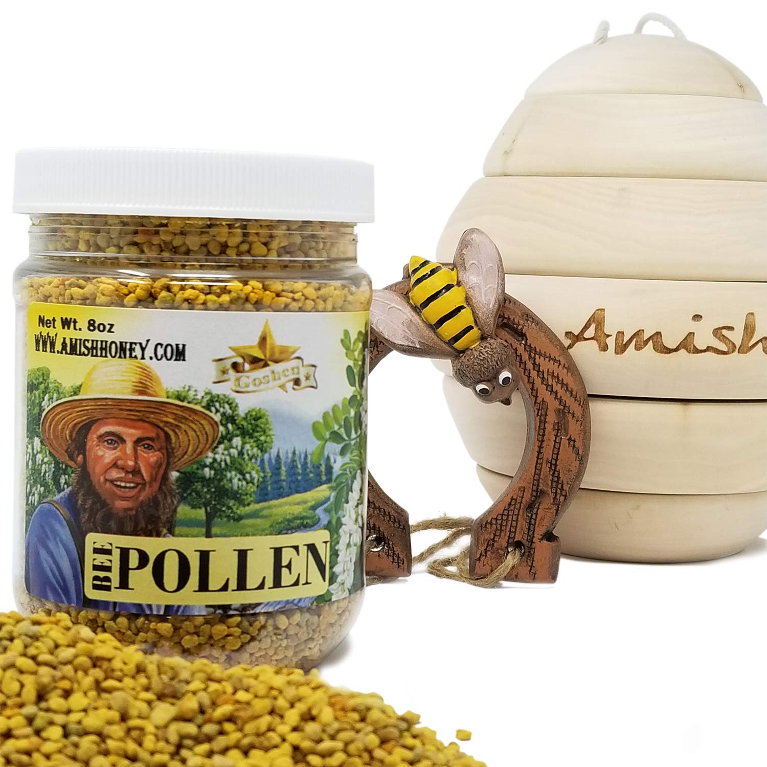 Goshen Amish Country Honey Extremely Raw BEE POLLEN Whole Granules Bee Pollen - 100% Pure Natural Health Benefits - Unfiltered | 8 Oz